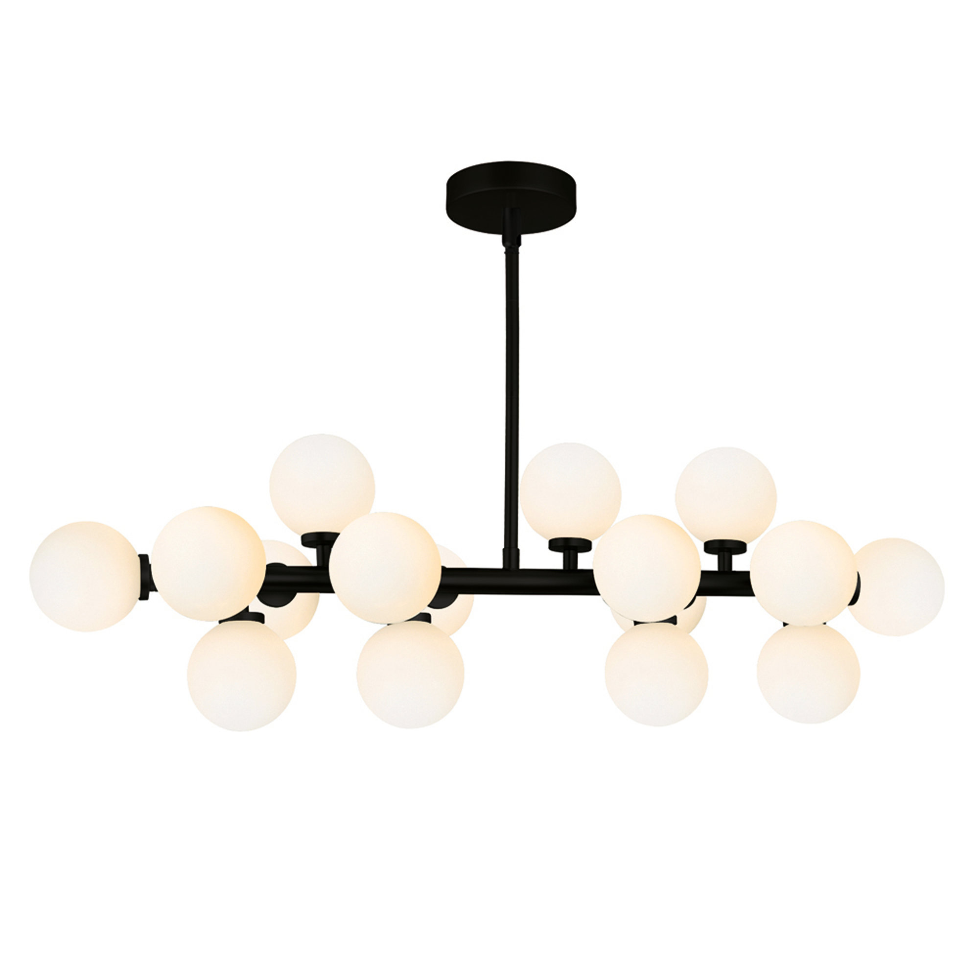 Mercer41 Bucurel 36" Chandelier for Kitchen Island, Dining Table – 16-Light Linear Design with ...